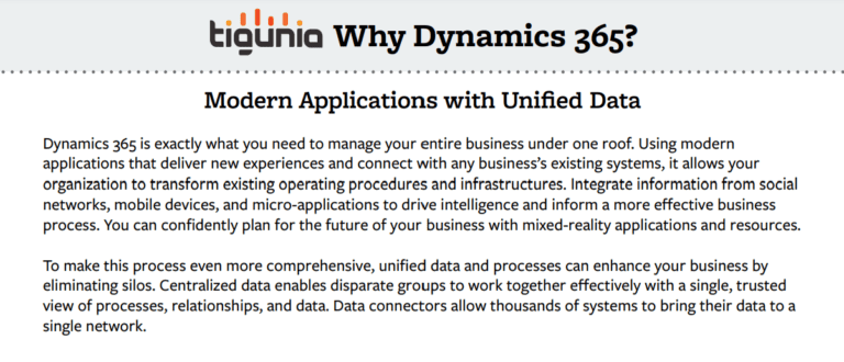 Why Dynamics 365? - Tigunia